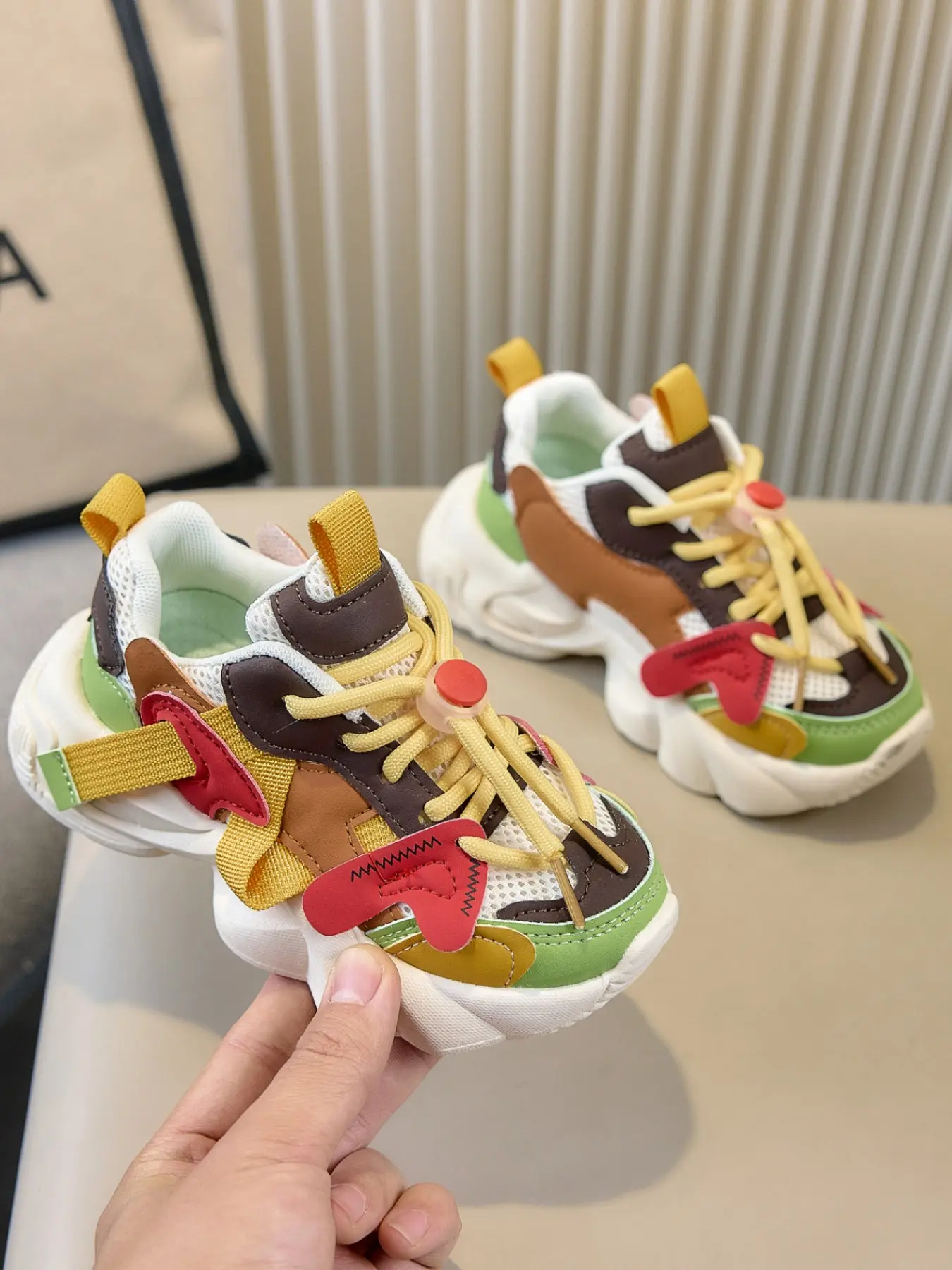 2026 New Trendy Kids Colorblock Dad Shoes, Multi-Color Mesh Breathable ...