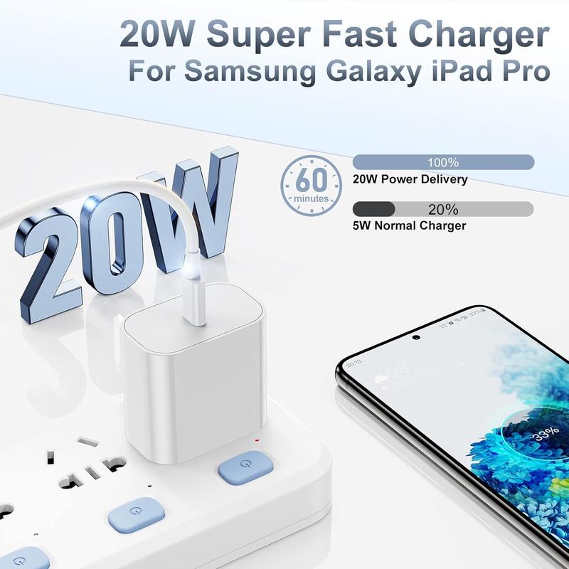 4 Pcs 20W Super Fast Charger with 6FT Type-C to C Cable for iPhone 16/ ...