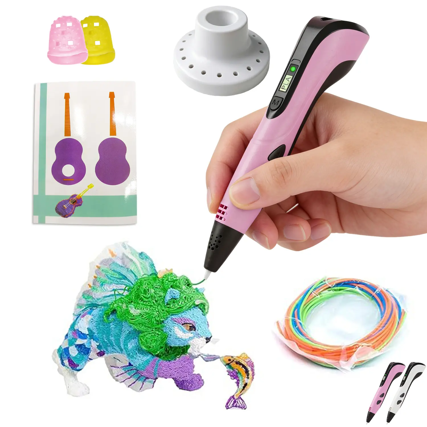 3D Printing Pen Set,1 Set 3D Pen & 12 Colors PLA Filament & Accessories ...