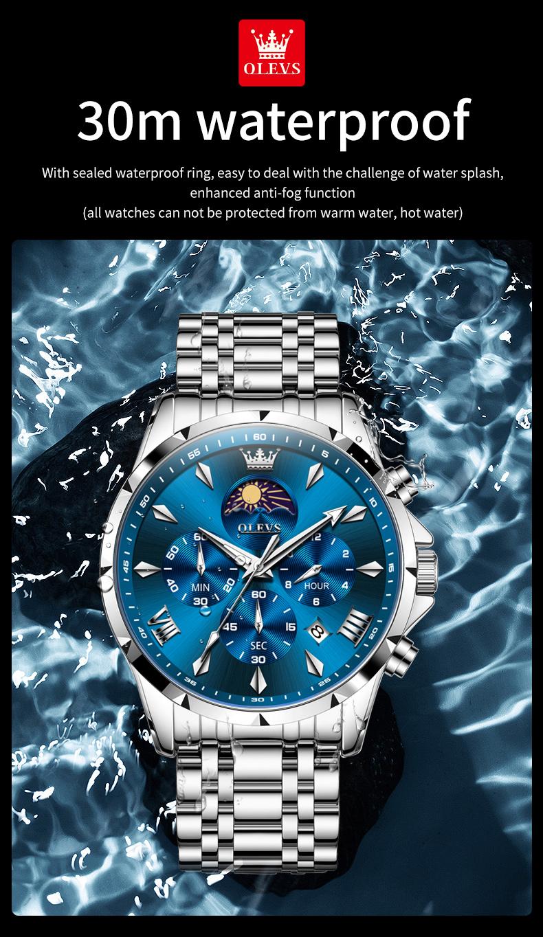 OLEVS Original Men's Multifunctional Chronograph Watch Business Dress ...