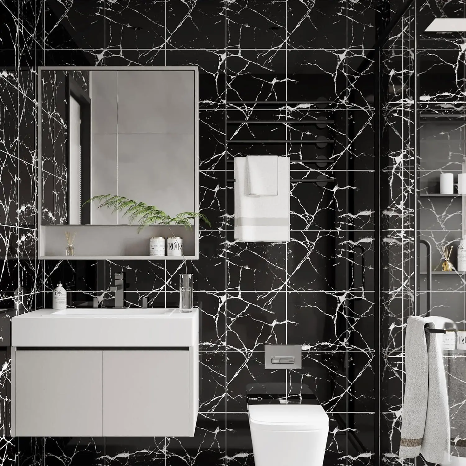 10/20pcs marble ready-to-peel Self Adhesive Waterproof PVC shower wall ...
