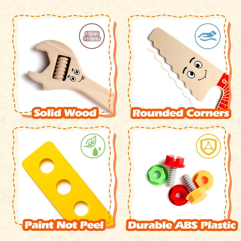 Kids Tool Set with Tool Belt Montessori Educational Toys for 2 3 Year ...