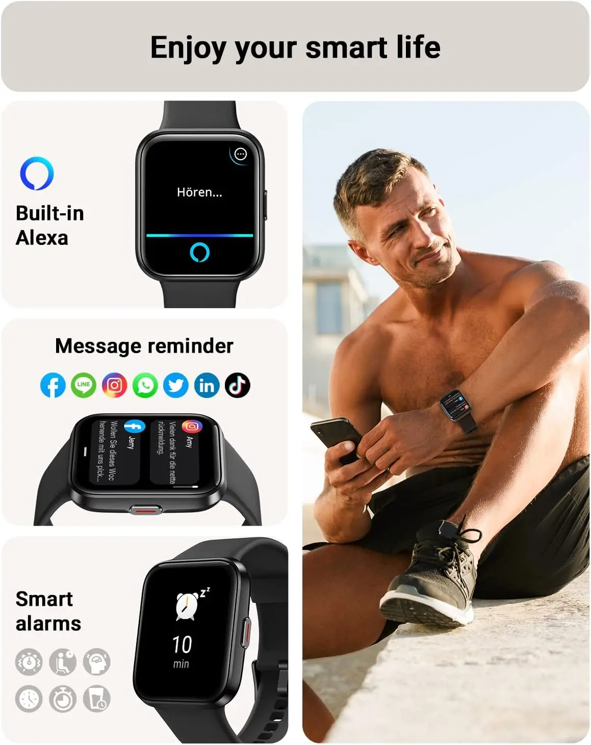 Smart Watch for Men Women with Call Answer/Dial, 1.8'' HD Screen ...