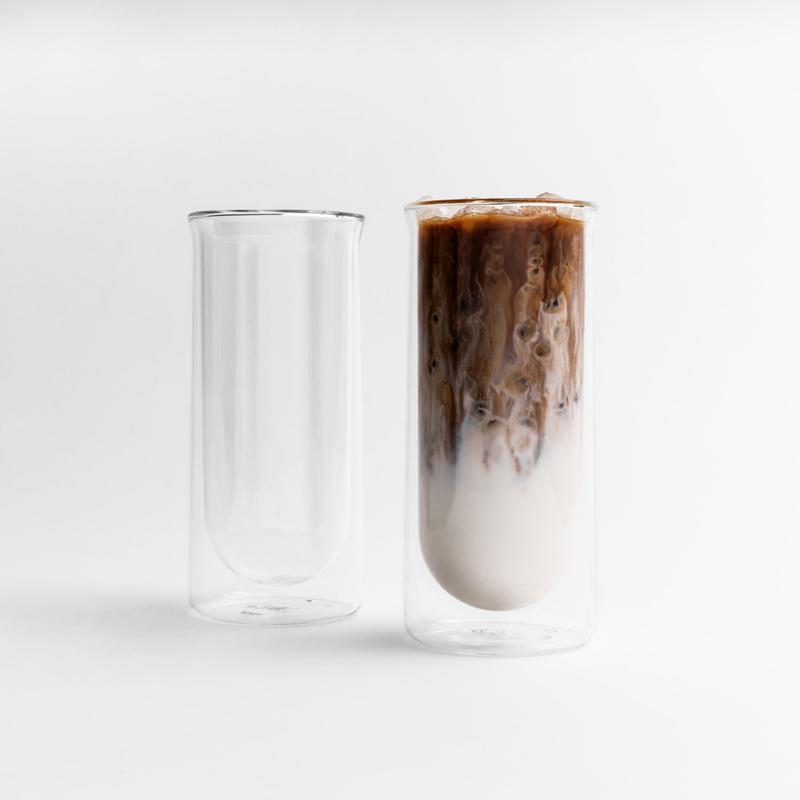 FLUR Iced Coffee Glasses (Set of 2) – Perfect for Iced Coffee, Lattes ...