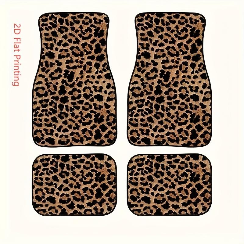 Leopard Print Car Floor Mats 4pcs Washable Polyester Mats for Cars SUVs ...