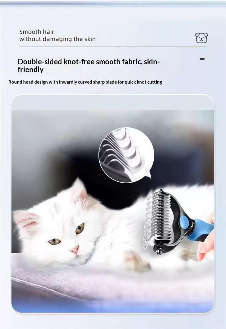 Pain-Free Dematting Undercoat Rake for Pets, Double-Sided Shedding ...