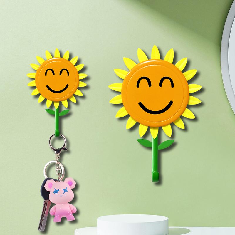 Smiling Sunflower Wall Hook – Easy Wall Storage Hack for Keys, Towels ...