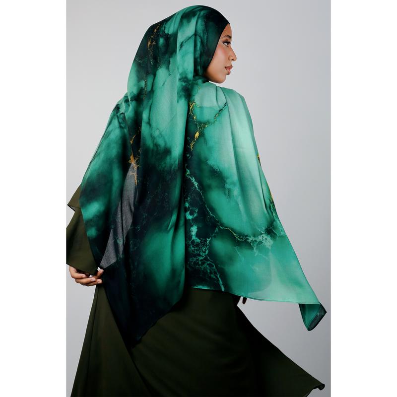 Emerald Marble Print Modal Hijab - TikTok Shop