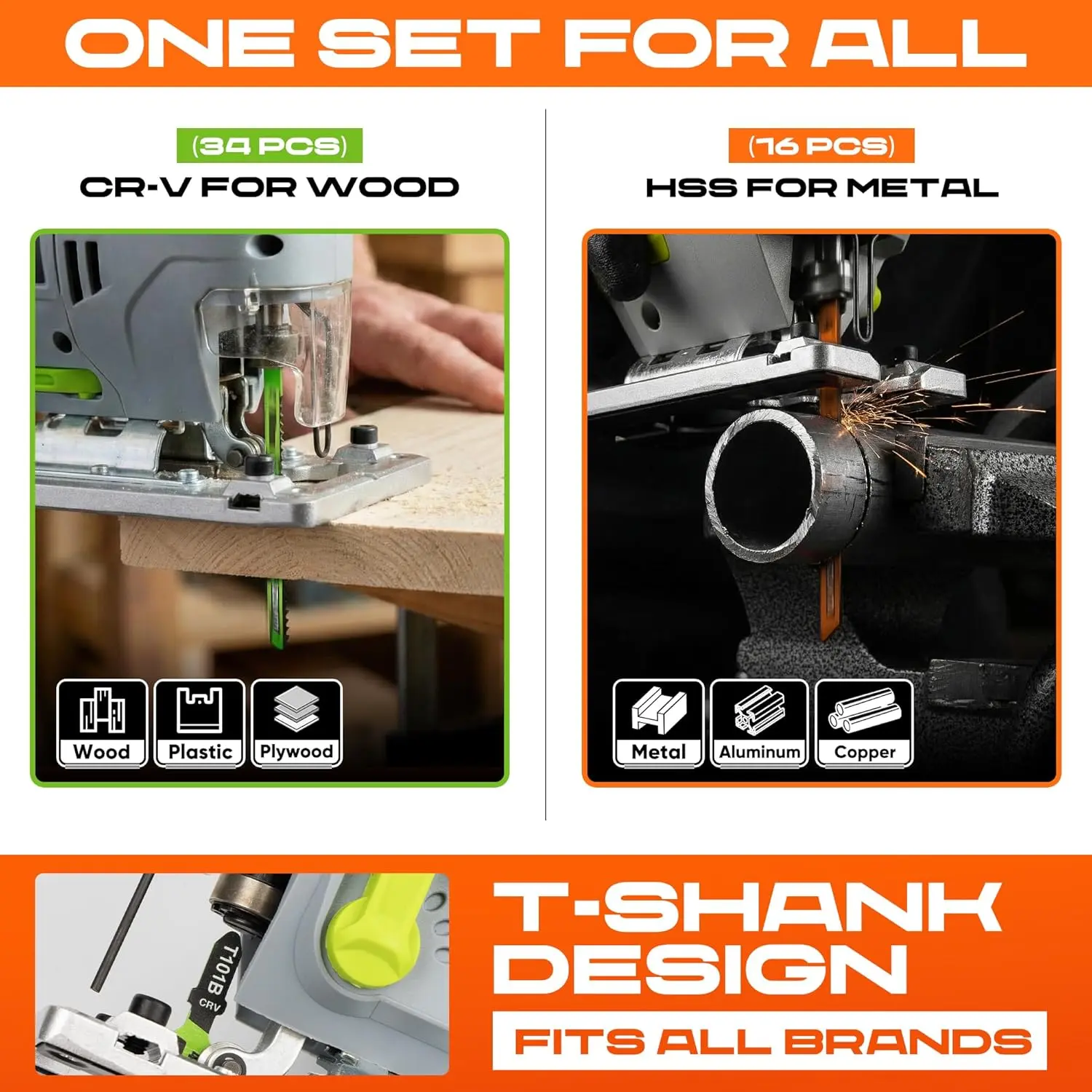50- Jigsaw Set with Storage Case-CR-V&HSS Steel, Assorted T-Shank ...