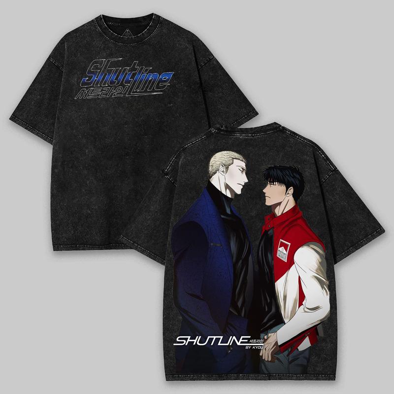 Shutline Manhwa Vintage Washed Graphic Tee Unisex Heavyweight Soft ...