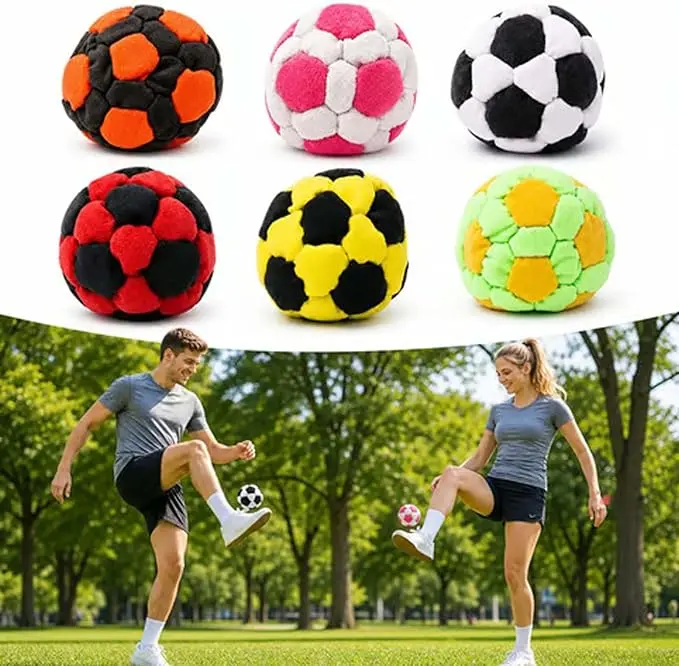 32-Panel Spiral Soccer Footbag Hacky Sack Soft Durable Kick Bag for ...