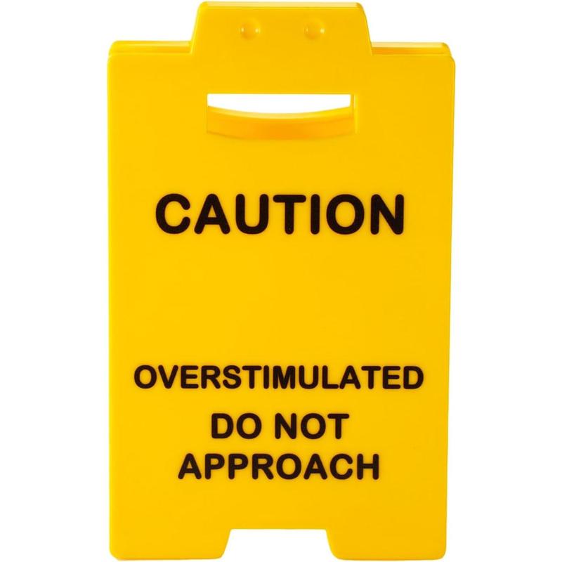 Mini Caution Sign for Desk, Acrylic Funny Office Caution Overstimulated ...