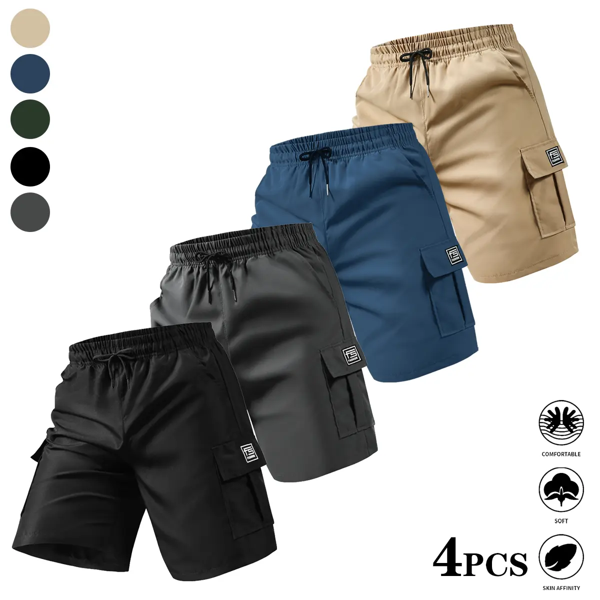 Pack of 4: men’s shorts, casual loose shorts, perfect choice, work ...