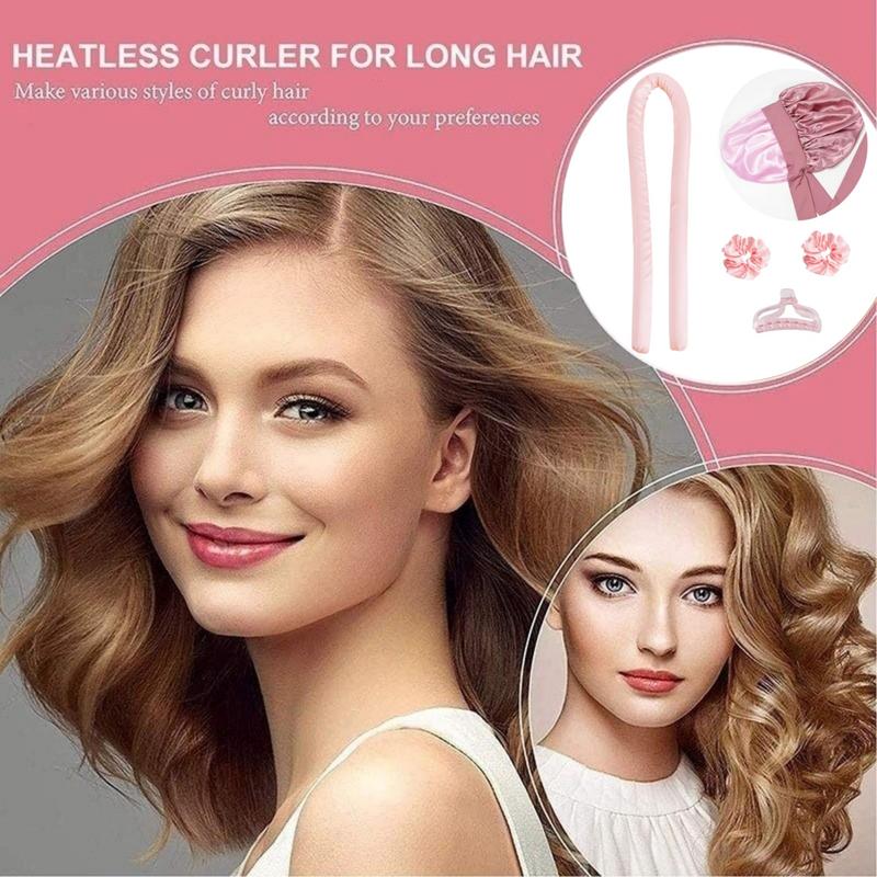 Heatless Hair Curler Kit Silk Double Layer Bonnet With Heatless Curling ...