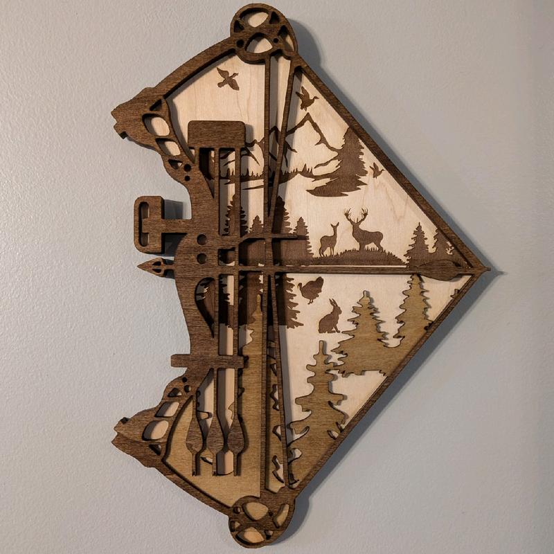 Engraved Hunting Bow - 15 x 11.5 Inches Wood with Unique Engraved ...