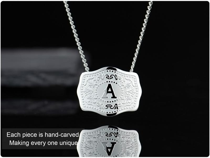 Holylegend Initial Letter Pendant Necklace with Embossed Belt Buckle ...
