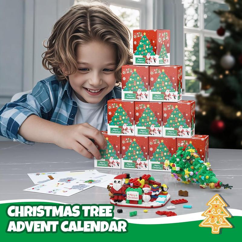 Advent Calendar 2025 Christmas Tree Building Blocks Set with LED Light ...