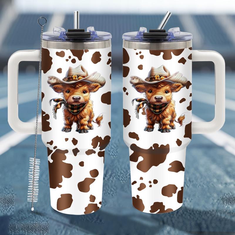 1 piece 40 oz Highland Cow Cup, Travel Essential, Cup with Lid and ...