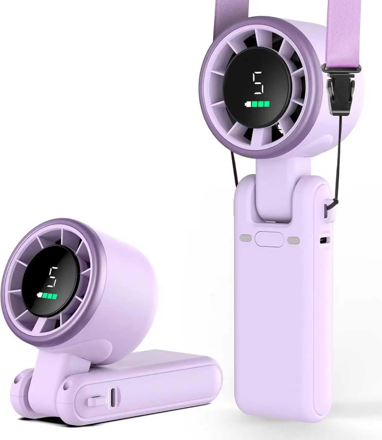Portable Handheld Turbo Fan, 5 Speeds, 5000mAh Rechargeable with 12 ...