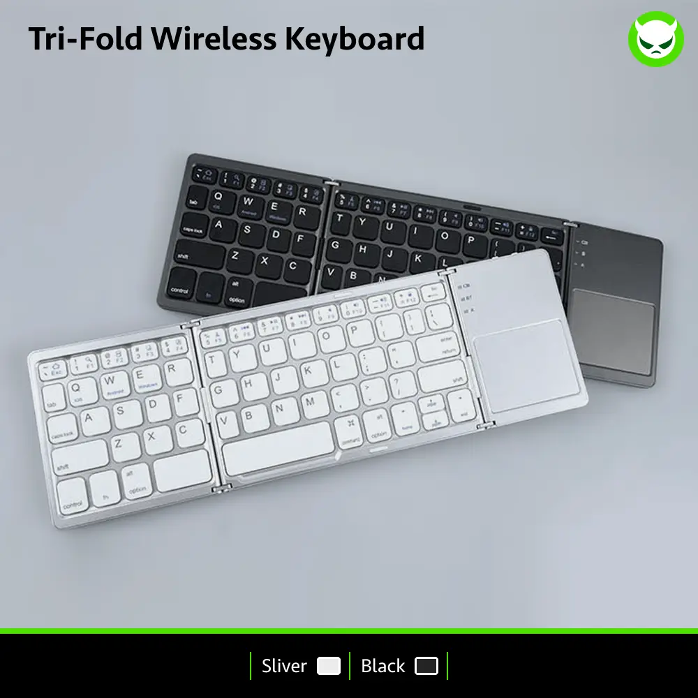 【B033 Bluetooth Foldable Keyboard】Ultra Light Compact Triple Folding ...