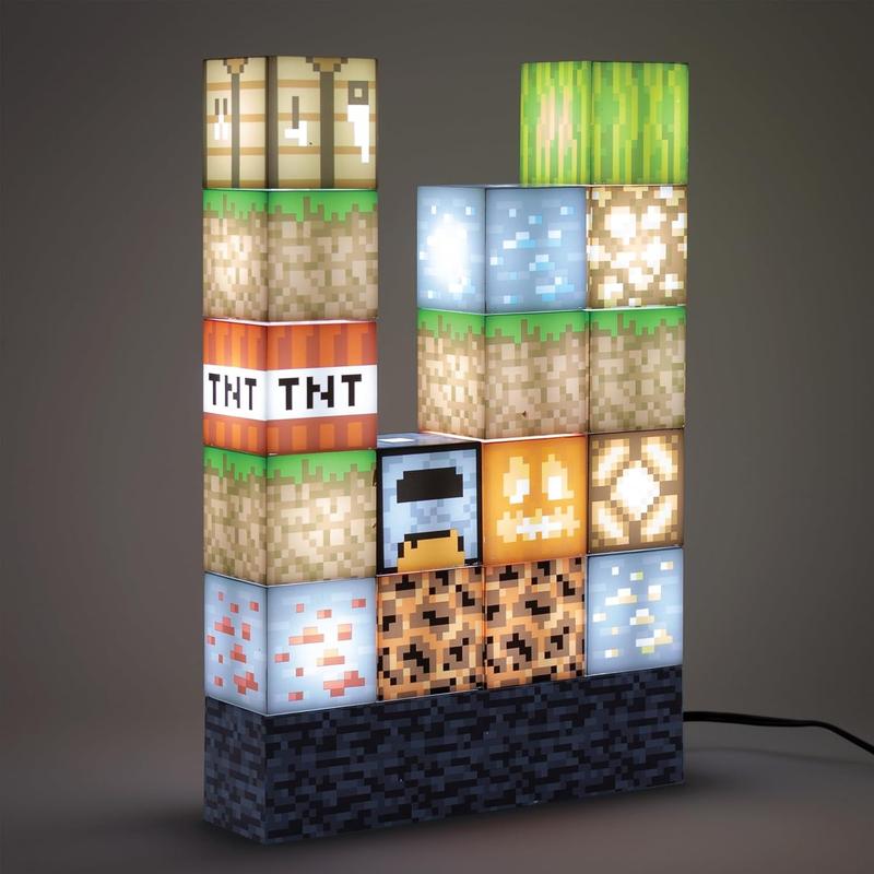 Minecraft Block Building Lamp - 16 Rearrangeable Light Up Blocks ...