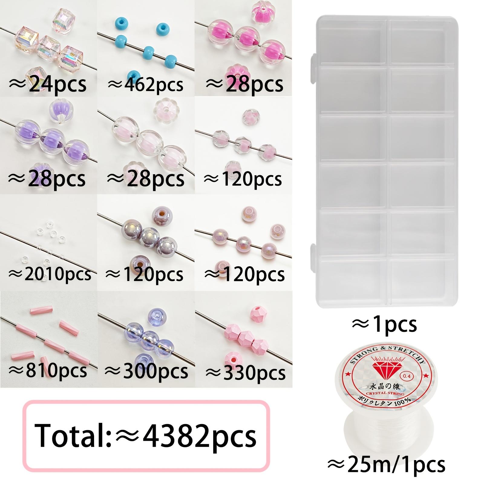 4382pcs Macaron Pink-Purple Gradient Acrylic & Glass Mixed Bead Set ...