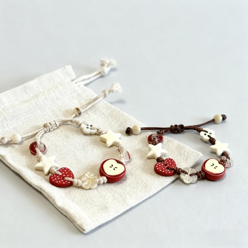 Adjustable Handmade Apple Bracelet with Star Charms – Chic Summer ...