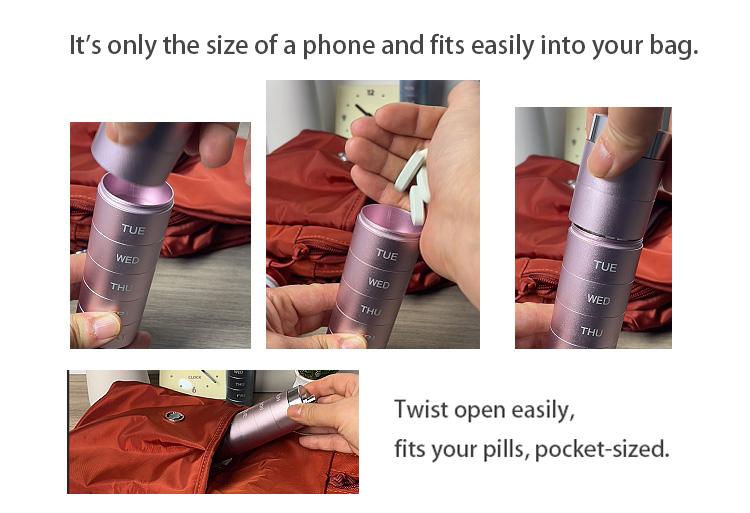 Metal travel pill organizer, portable stackable vitamin organizer for 7 ...