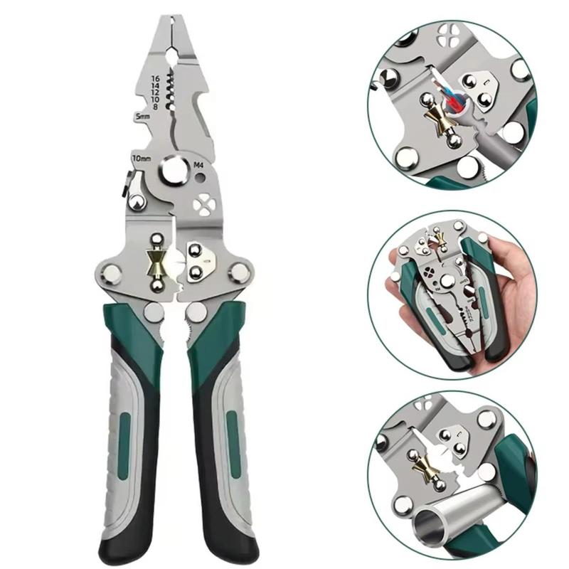‌Portable 18 Function Wire Stripper Foldable Electrical Pliers with ...