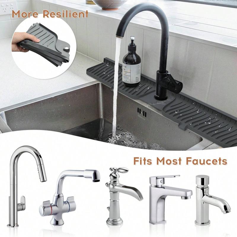 Kitchen Sink Faucet Mat, Silicone Foldable Splash Guard, Button Lock ...