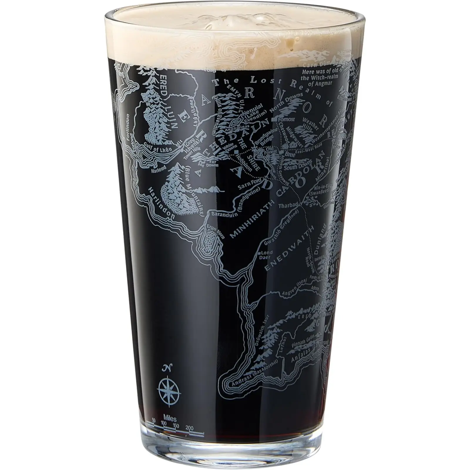 LOTR Middle Earth Map Beer Glass - 15 OZ Middle-Earth Fantasy Glassware ...