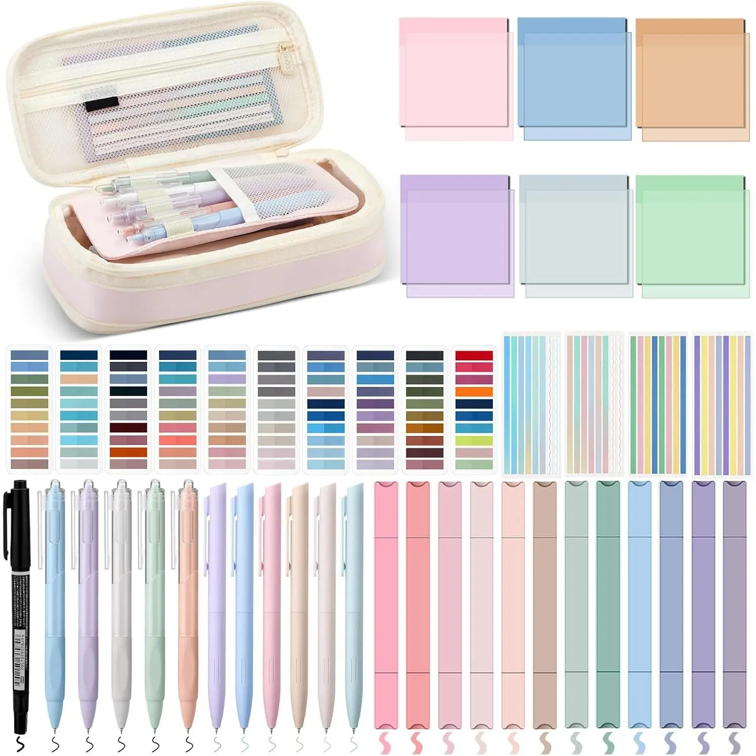 135 Pcs Book Annotation Kit Aesthetic Pencil Case Bag with 12 ...