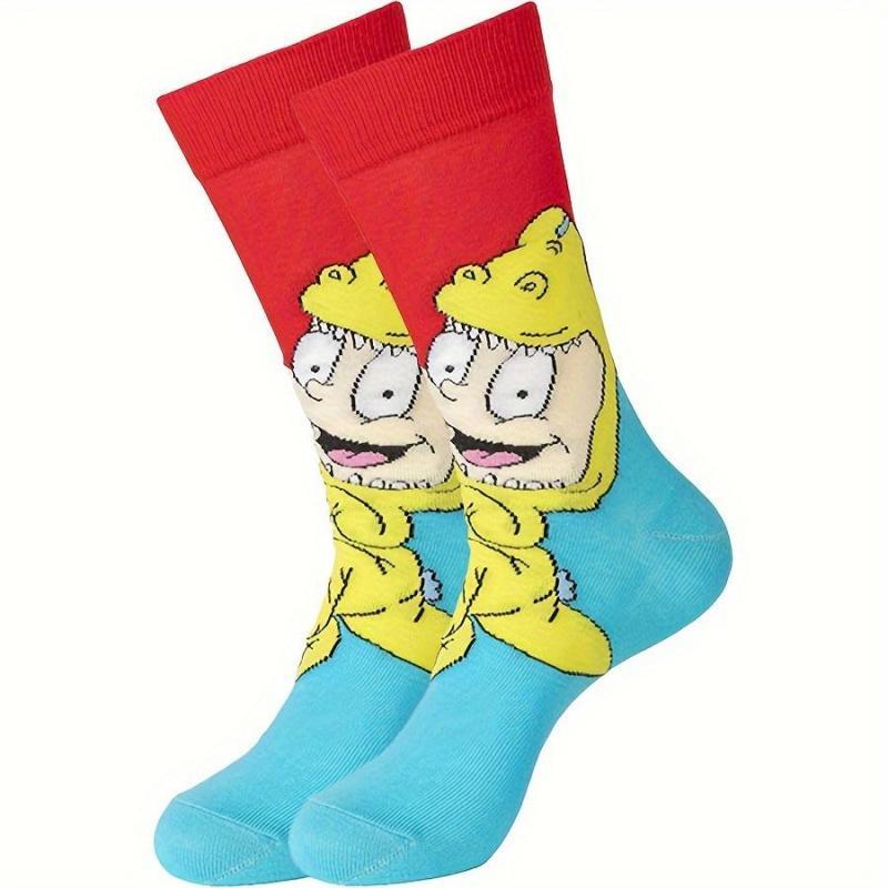 20 Pairs Of Men's Trendy Cartoon Anime Pattern Crew Socks, Breathable ...