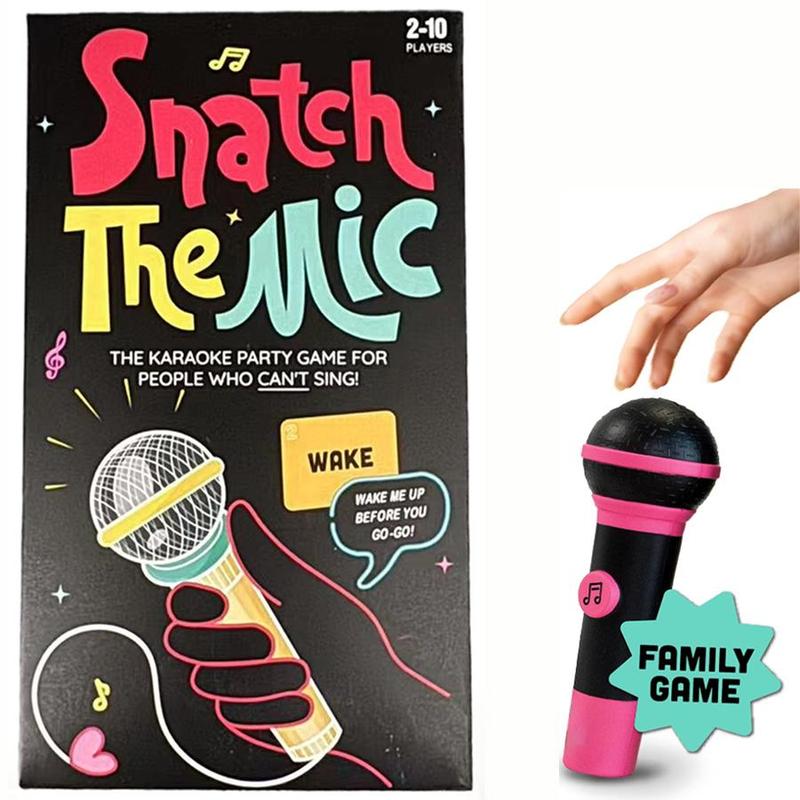 Snatch The Mic Karaoke Game, Party Table Game, 250 Lyrics Cards & 2 ...
