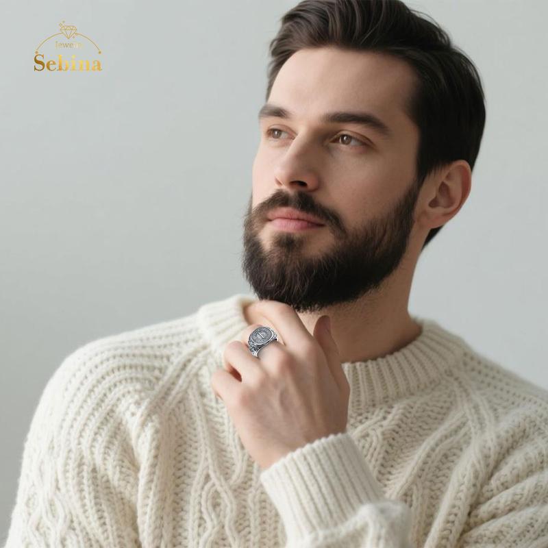 Sebina Viking Rune Symbol S925 Silver Ring Norse Pagan Retro Sterling ...