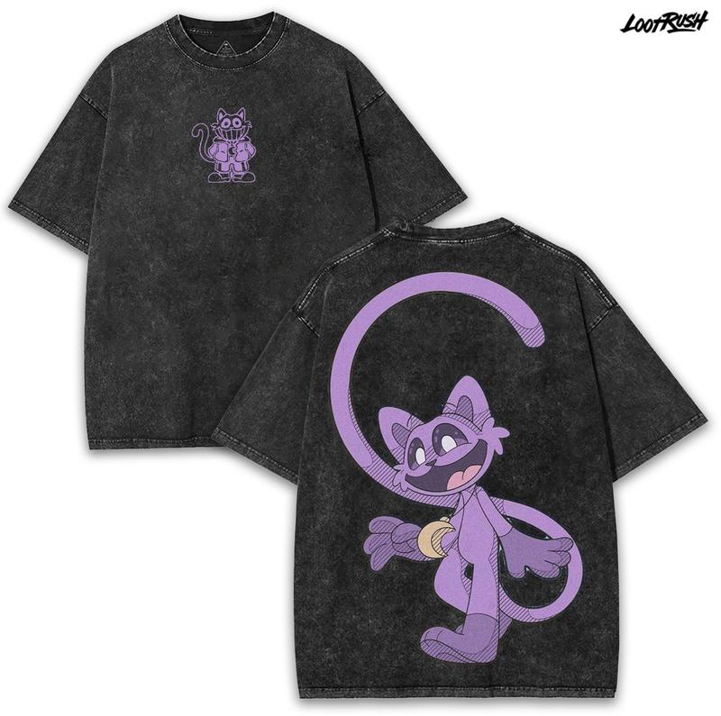 Catnap Poppy Playtime Double Printed Oversized Washed Vintage Tee Heavy ...