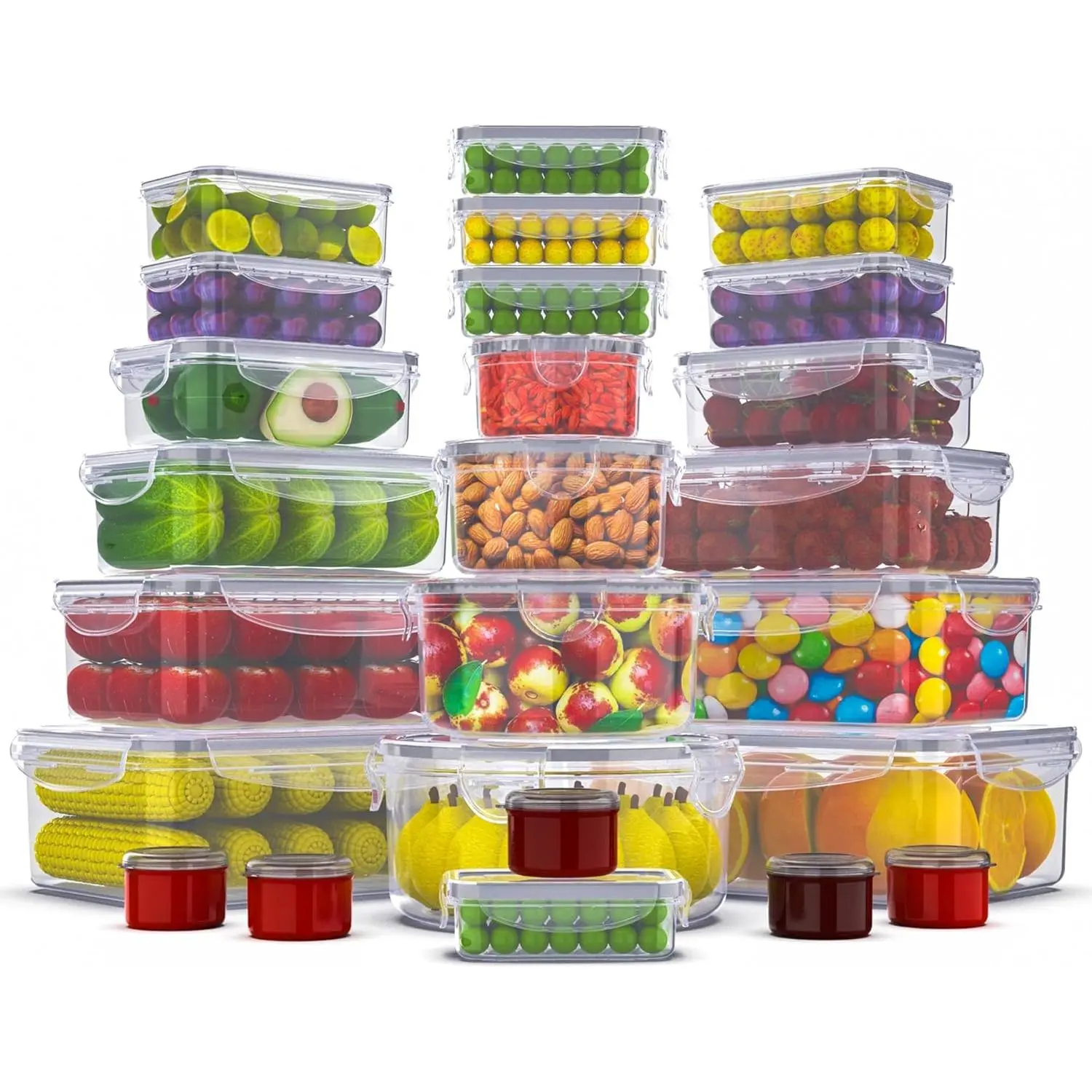 50 Pcs Large Food Storage Containers with Lids Airtight-85 OZ to small ...