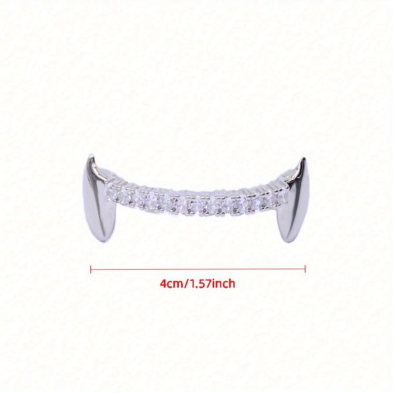 1pc Hip Hop Tiger Tooth Grillz with Sparkling Cubic Synthetic Zirconia ...