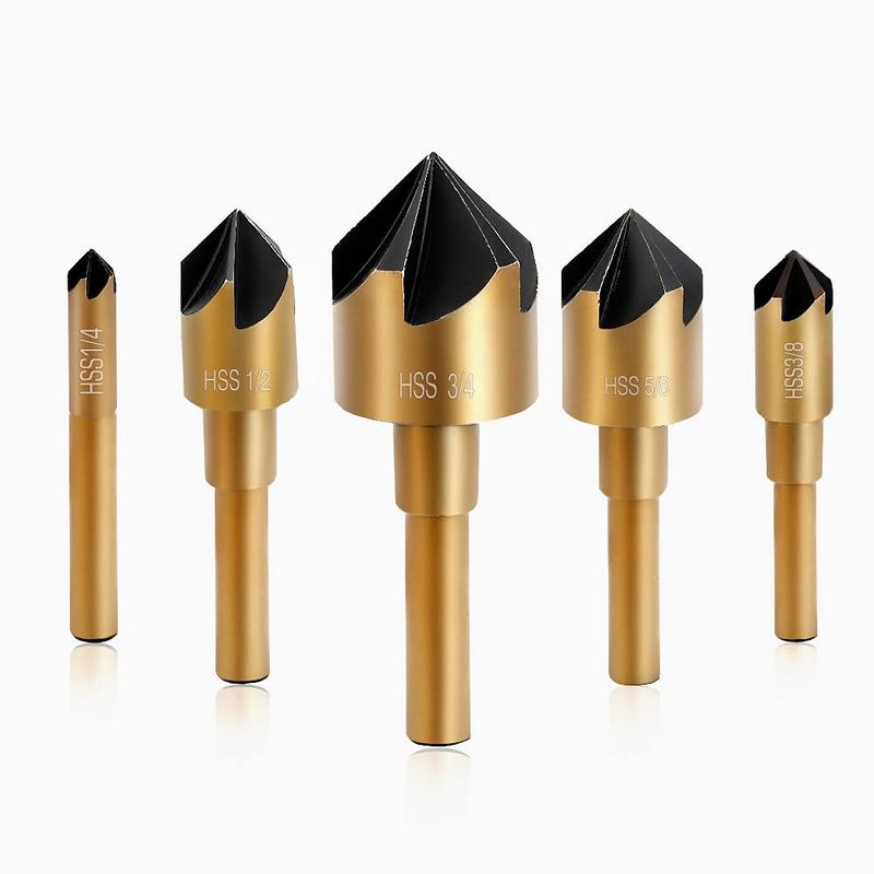 Countersink Drill Bit Set,High Speed Steel Counter Sinker Drill Bit 5 ...