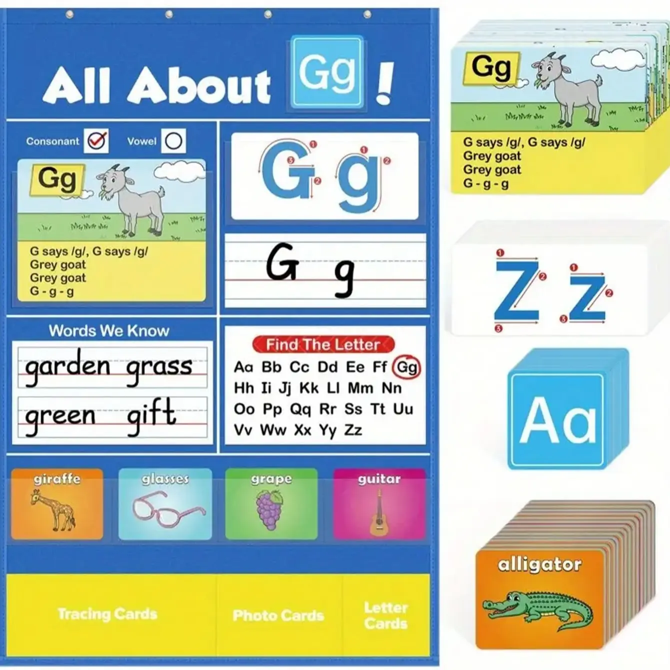 Letter Learning Pocket Chart, Abc Flashcards, Handwriting Practice ...