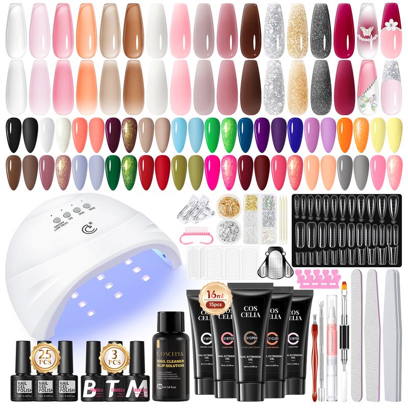 COCSELIA Poly Gel Nail Kit with UV Light All in One Nail Gel Polish Set ...