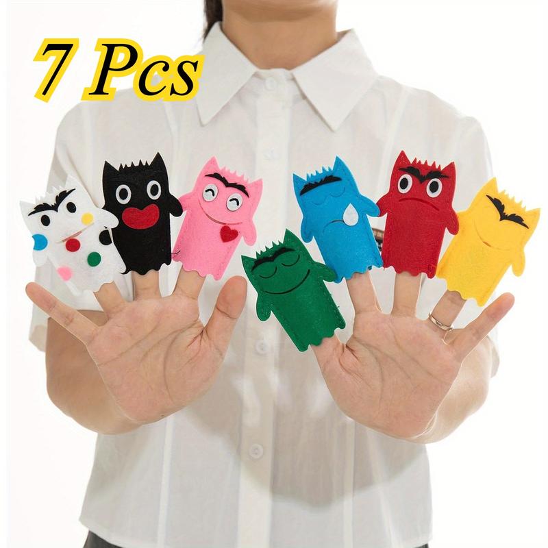 7 Colorful Felt Emotion Monster Finger Puppets - Fun and Educational ...