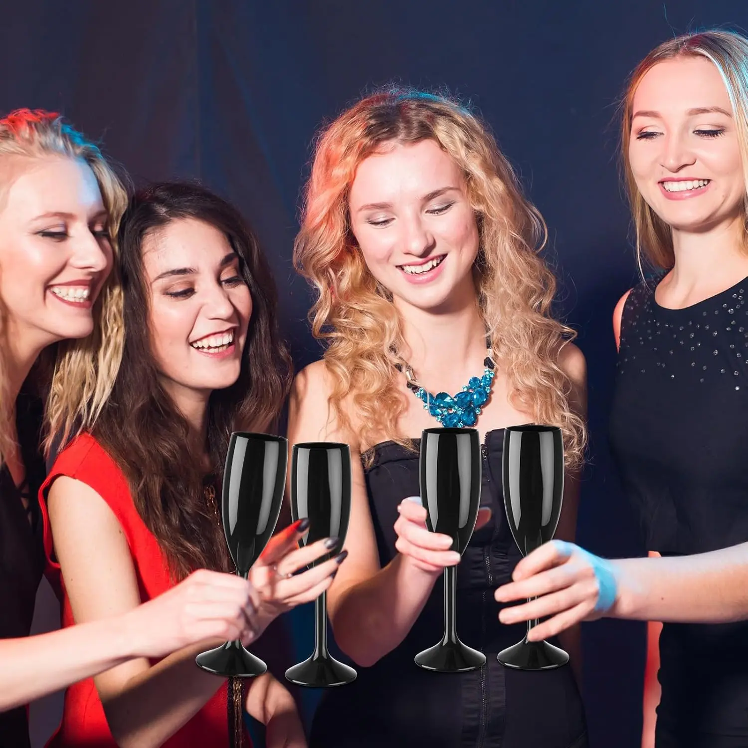 40 Pack Black Acrylic Champagne Flutes Bulk 6 oz Unbreakable Reusable ...