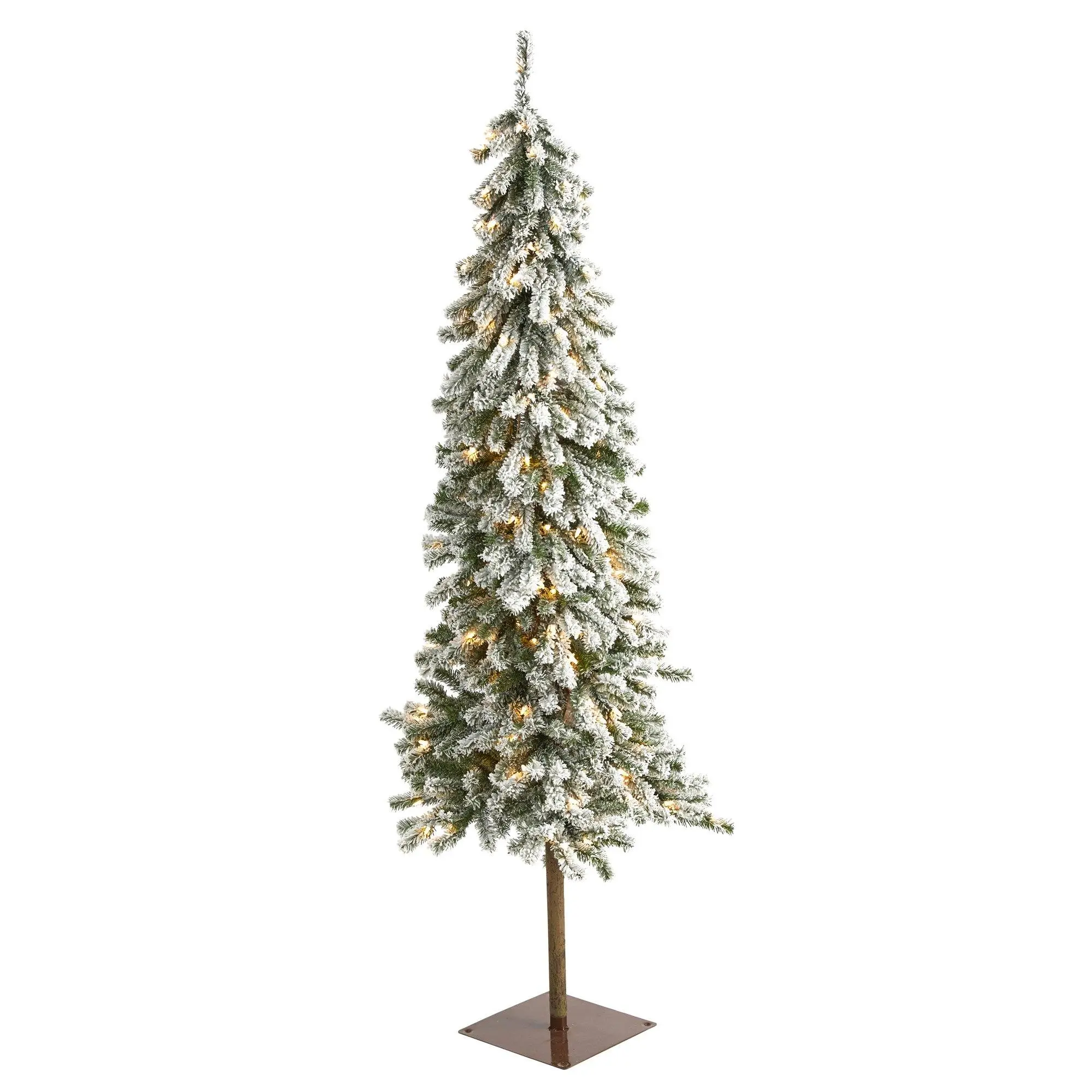 6’ Flocked Alpine Artificial Christmas Tree with 200 Lights and 580 ...