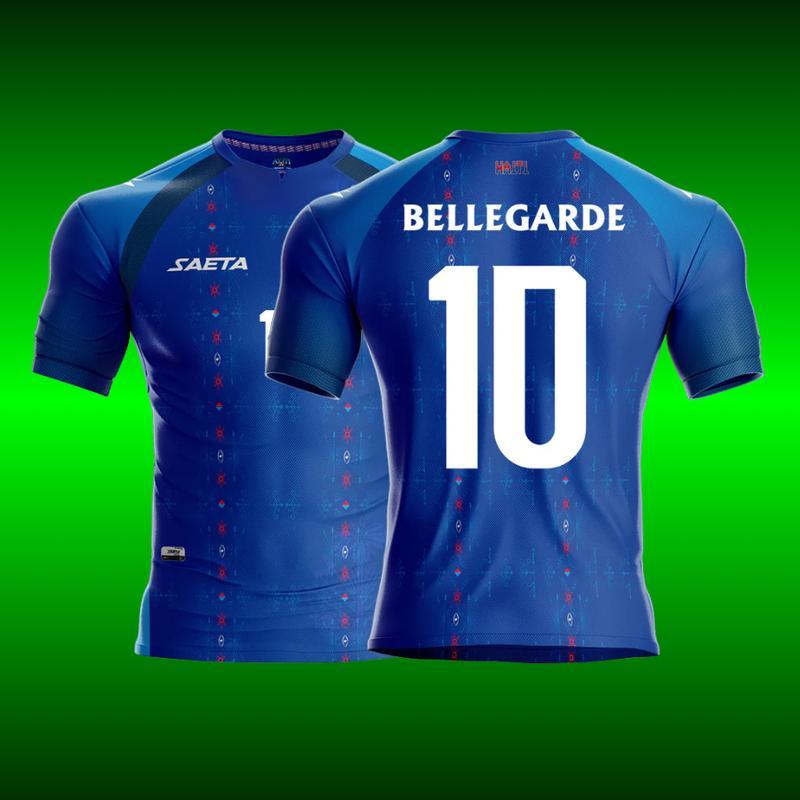 Men's #10 Bellegarde Haiti National Soccer Team Jersey Red & Blue- 2025 ...