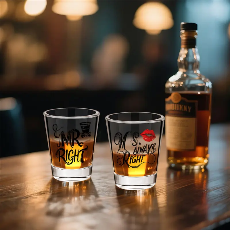 1 Set Creative Couple Shot Glasses , 60ml/2oz Transparent Glass ...