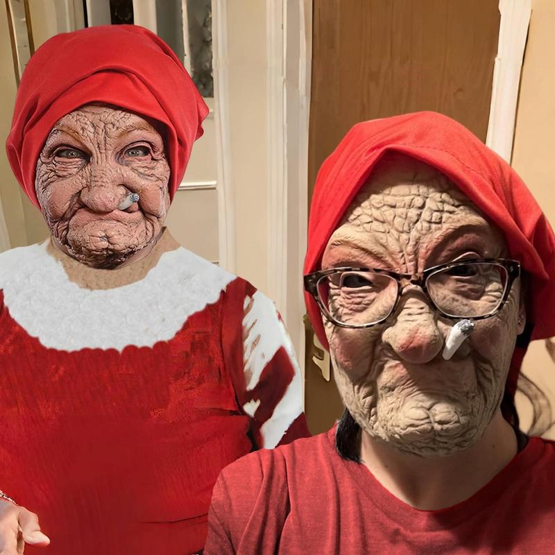 Old Woman Mask, 1 Count Smoking Grandma Latex Mask, Hallowee - TikTok Shop