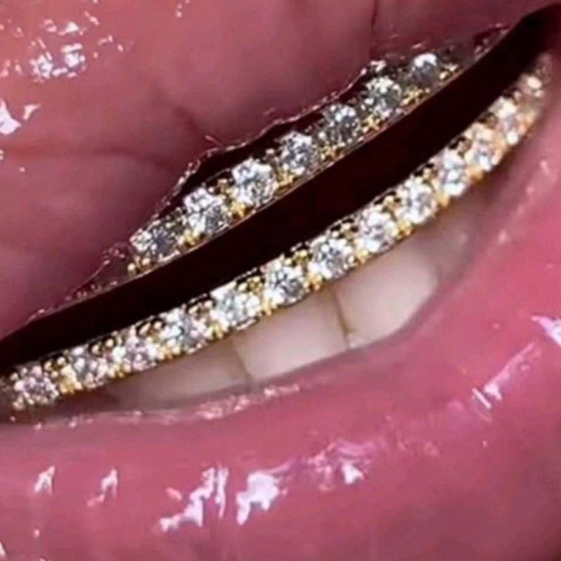 1pc Hip Hop Tiger Tooth Grillz with Sparkling Cubic Synthetic Zirconia ...