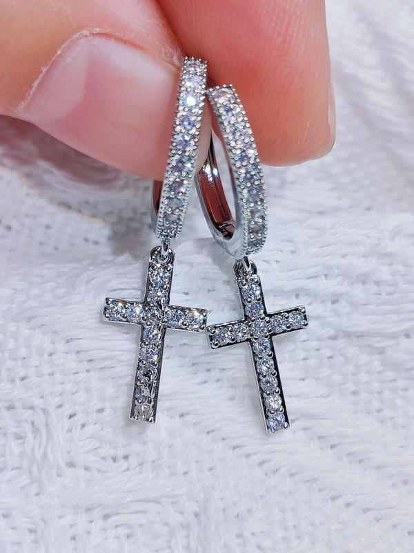 Criss Cross Design Dangle Earrings, Artificial Zircon Decor Drop ...