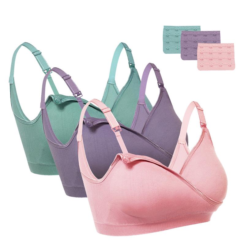 LOVERBEAUTY 3 Pack Nursing Bra Seamless Breastfeeding Bras with Extra ...